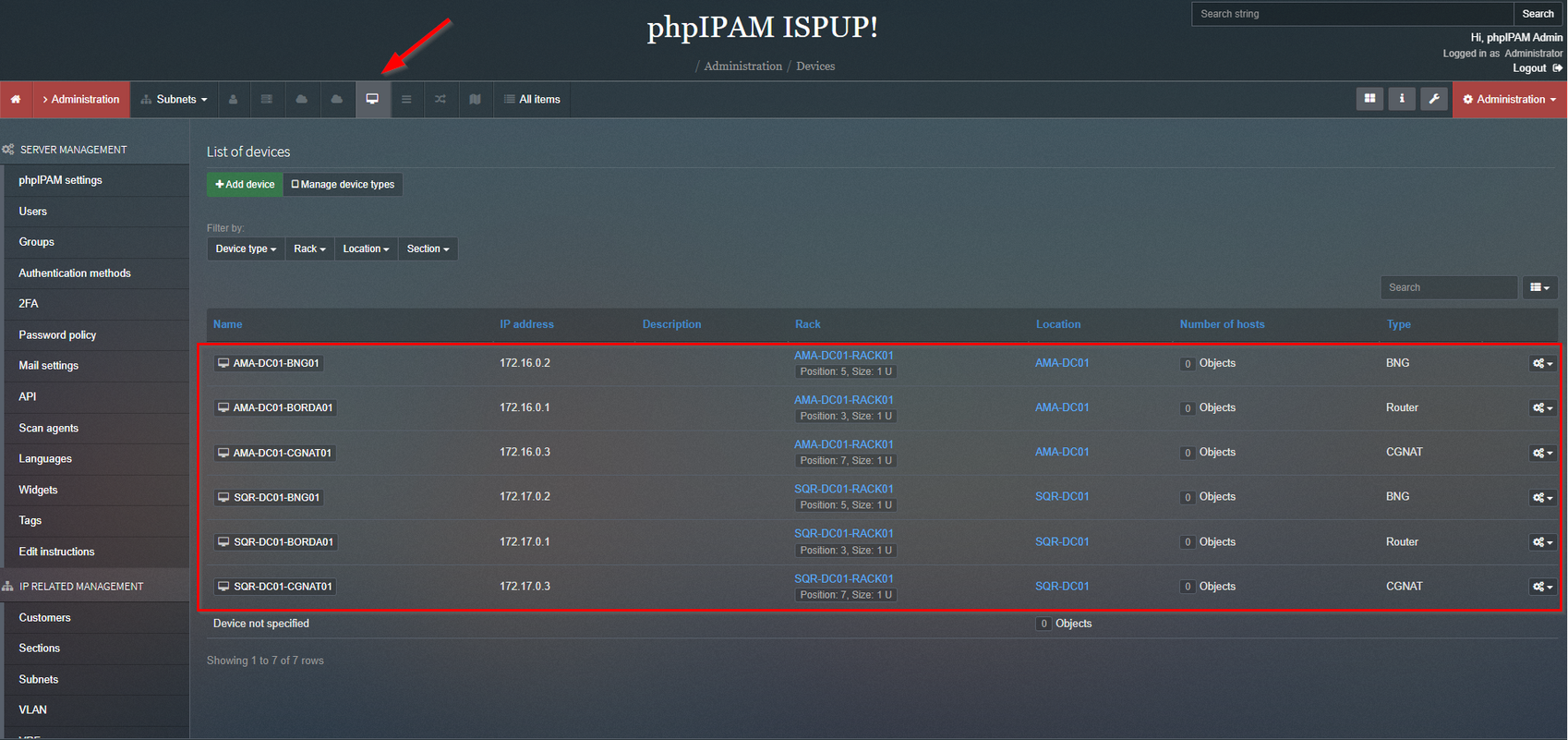 DCIM/IPAM com phpIPAM - ISPUP!